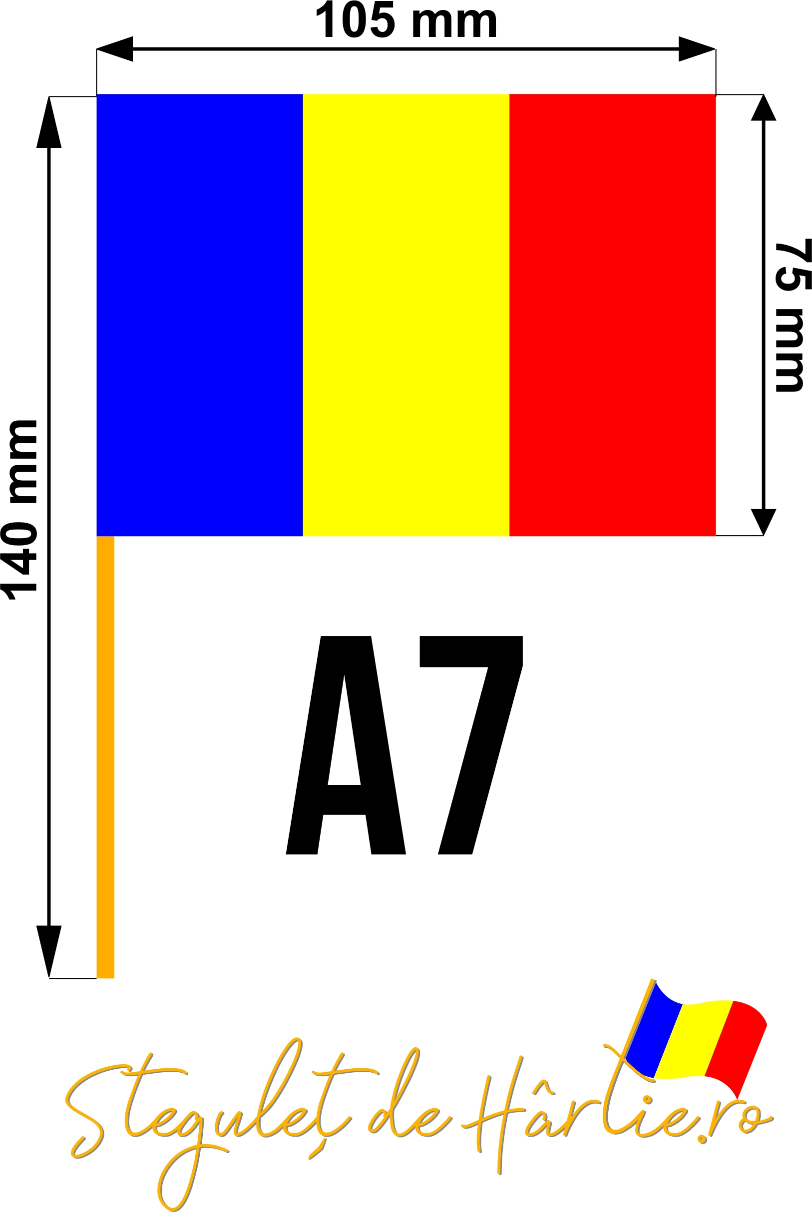 Stegulete tricolore A7 • Stegulete de hartie